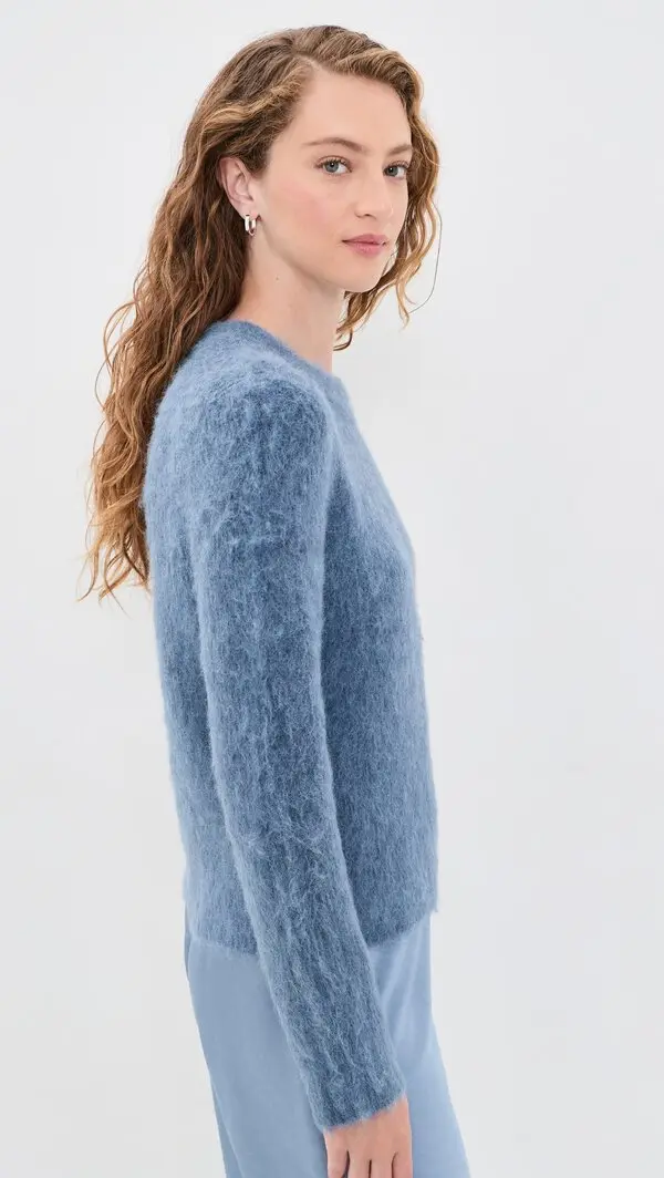 Vince Brushed Alpaca Crew Neck Pullover - Blue Slate