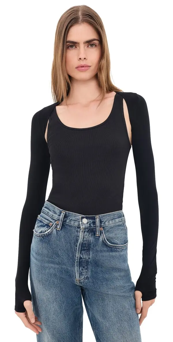 Commando Ballet Body Shrug With Thumbholes - Black