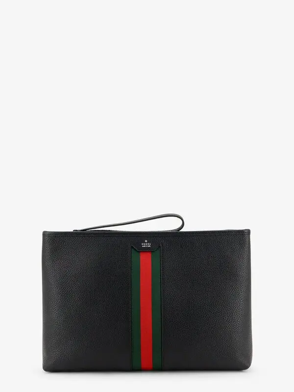 Gucci Portfolio Grained Leather Clutch - Black