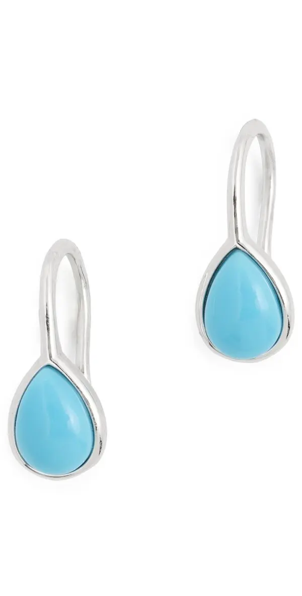 Shashi Gemstone Pear Drop Earrings - Silver/turquoise
