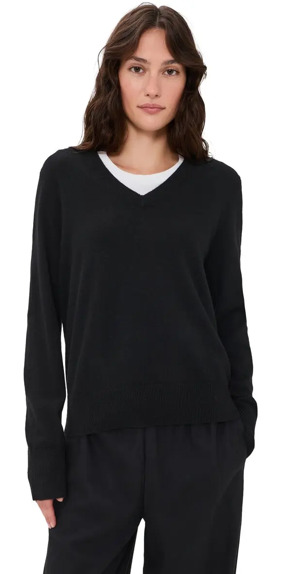 Vince Classic V Neck Sweater - Black