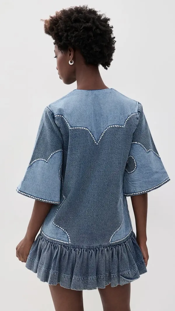 ALEMAIS Jesse Denim Applique Mini Dress