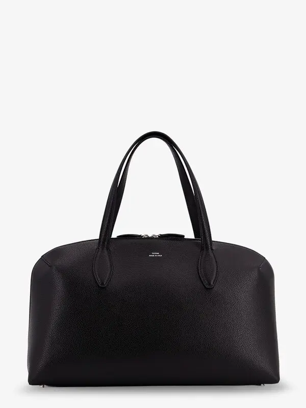 TOTEME Leather Handbag With Engraved Logo On The Front - Black