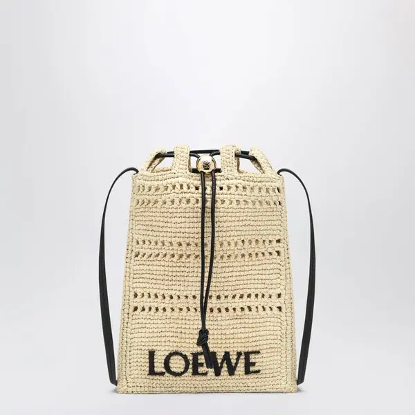 Loewe Raffia Drawstring Pouch - Cream
