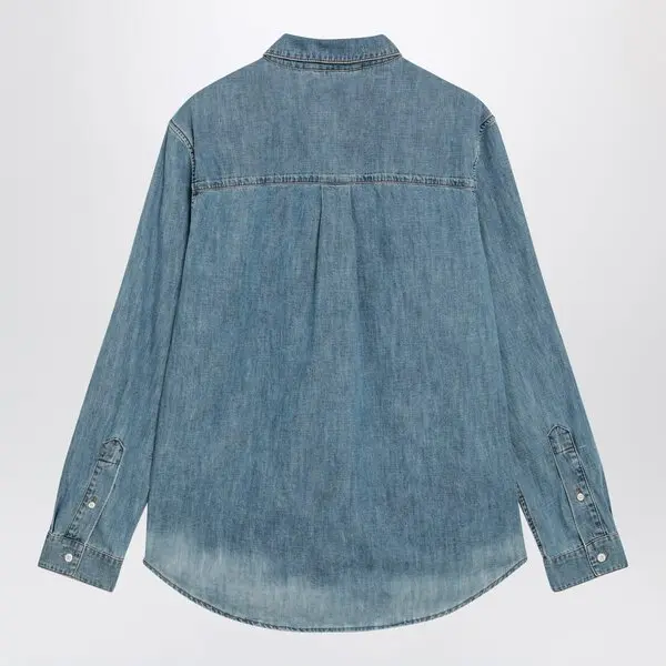 Miu Miu Bleached Cotton Chambray Shirt In Light