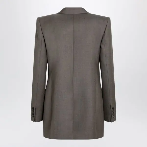 Saint Laurent Single-breasted Jacket In Taupe Virgin Wool