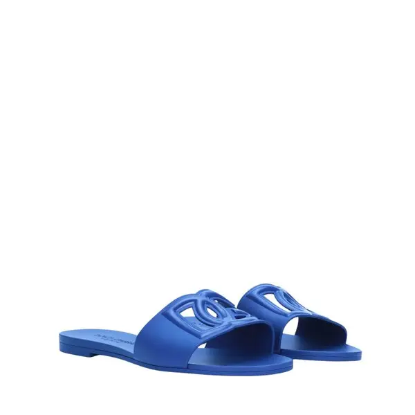 Dolce & Gabbana Dg Logo Rubber Beachwear Slide Sandals - Blue