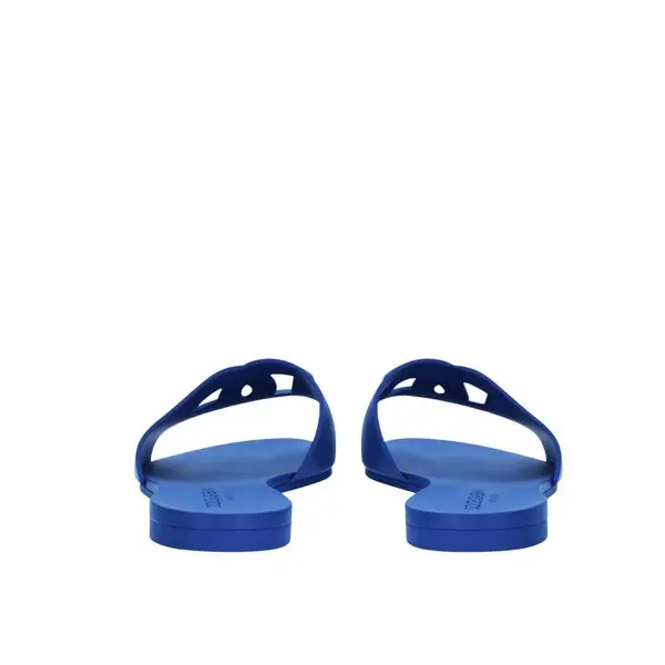 Dolce & Gabbana Dg Logo Rubber Beachwear Slide Sandals - Blue
