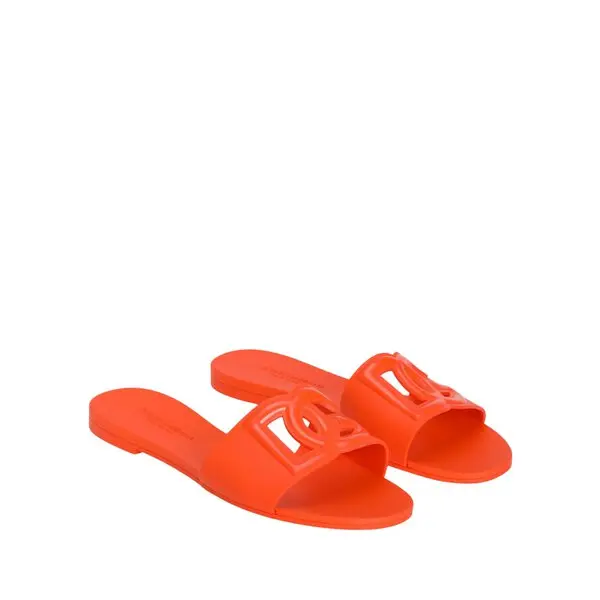 Dolce & Gabbana Dg Logo Rubber Beachwear Slide Sandals - Orange