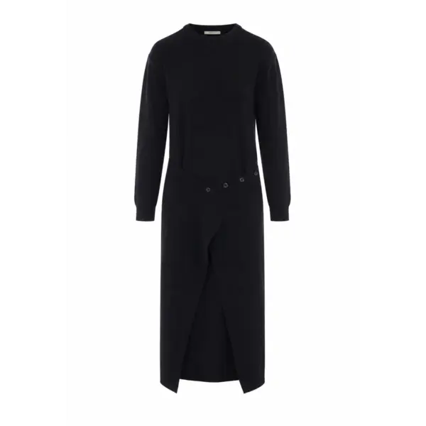 LEMAIRE Buttoned Dress In Merino Wool Blend - Black