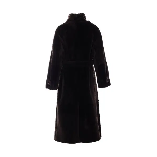 Brunello Cucinelli Shearling Coat With Belt And Monile