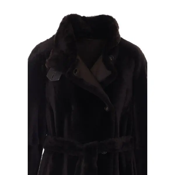 Brunello Cucinelli Shearling Coat With Belt And Monile