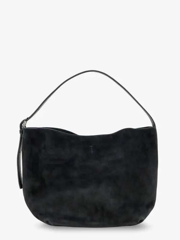 TOTEME Medium Belted Suede Shoulder Bag - Black