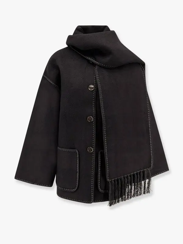 TOTEME Embroidered Scarf Jacket In Wool Blend - Black