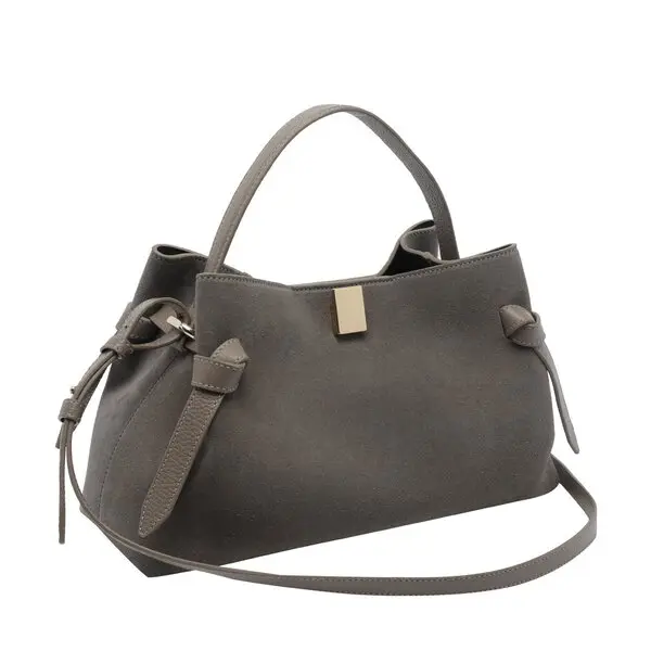 Yuzefi Suede Gyoza Handbag - Gray