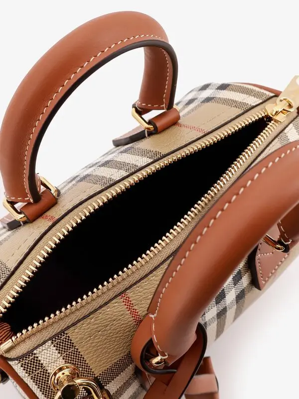 Burberry Coated Canvas Crossbody Bag With Check Pattern - Multicolor