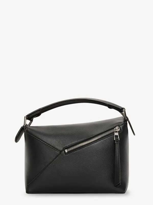 Loewe Puzzle Edge Leather Handbag With Engraved Anagram Logo - Black