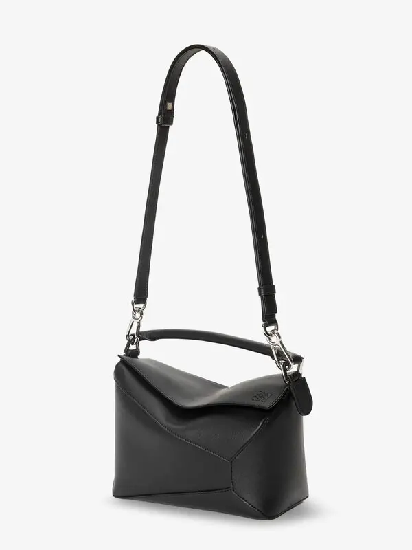 Loewe Puzzle Edge Leather Handbag With Engraved Anagram Logo - Black