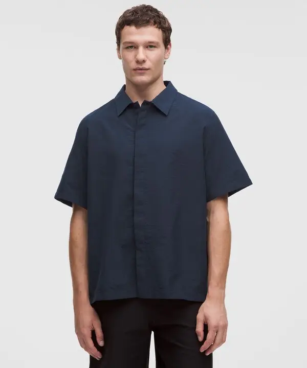 Lululemon Ultralight Wovenair Short-sleeve Collared Shirt - True Navy