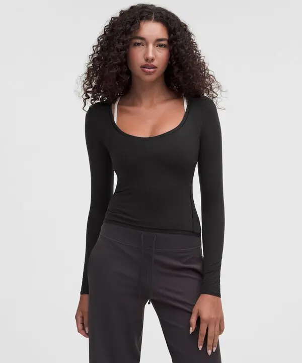 Lululemon Wundermost Ultra-soft Nulu Scoopneck Long-sleeve Shirt - Black