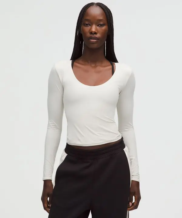 Lululemon Wundermost Ultra-soft Nulu Scoopneck Long-sleeve Shirt - Light Ivory