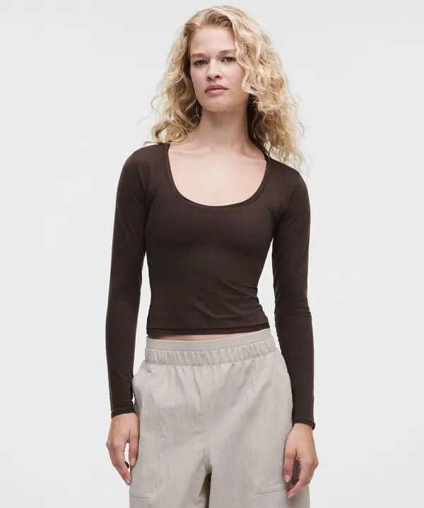 Lululemon Wundermost Ultra-soft Nulu Scoopneck Long-sleeve Shirt - Mahogany Muse
