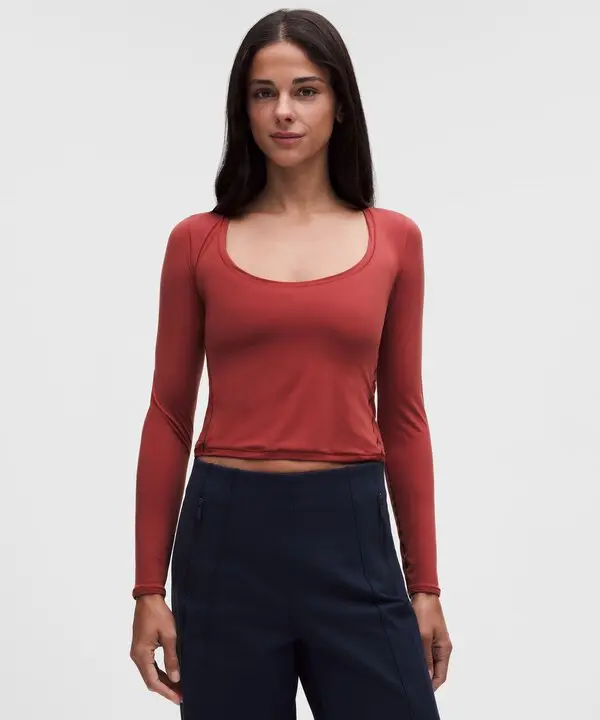 Lululemon Wundermost Ultra-soft Nulu Scoopneck Long-sleeve Shirt - Rocket Red