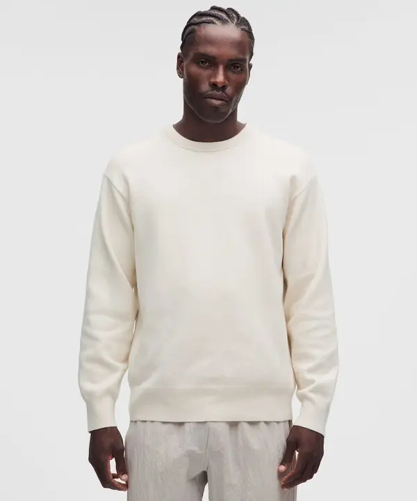 Lululemon Cotton-blend Knit Long-sleeve Crewneck - Light Ivory