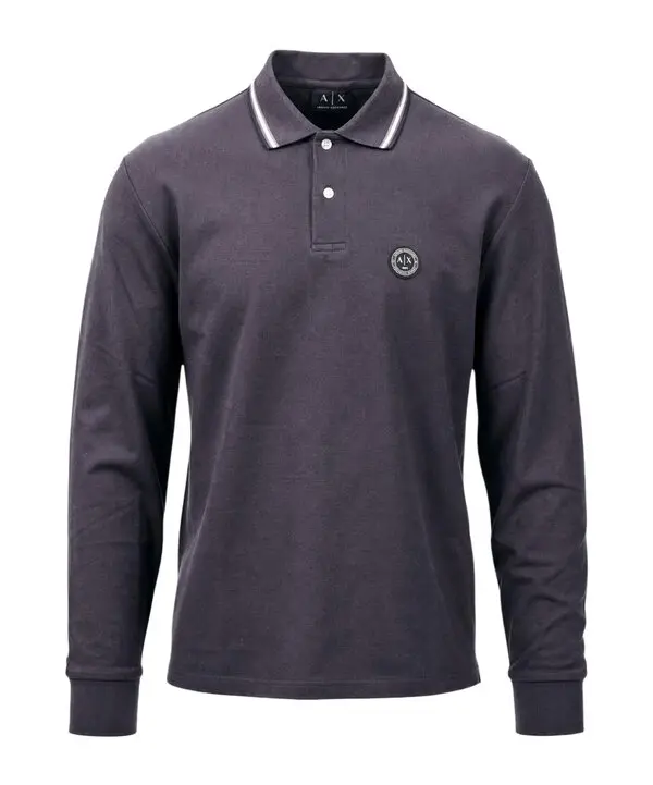 Armani Exchange Long-sleeve Polo Shirt - Black