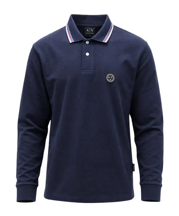 Armani Exchange Long-sleeve Polo Shirt - Black