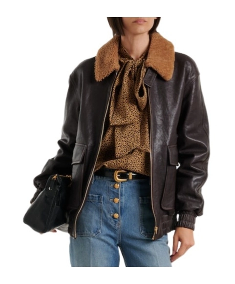 Valentino Garavani Trimmed Leather Bomber Jacket