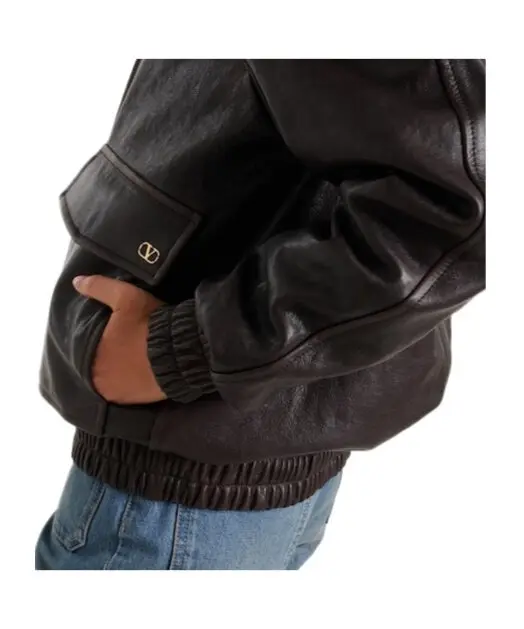 Valentino Garavani Trimmed Leather Bomber Jacket