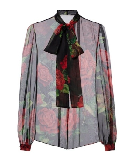 Dolce & Gabbana Floral Sheer Silk Chiffon Blouse