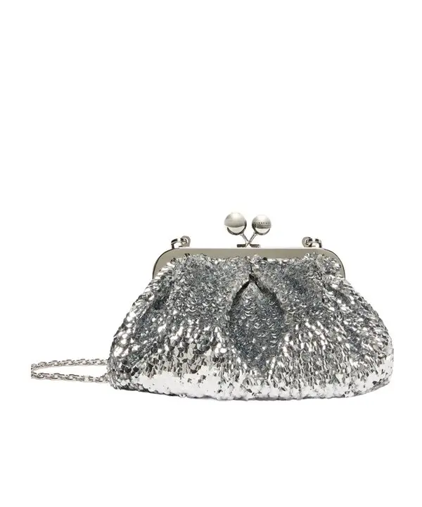 Max Mara Targa Embellished Clutch Bag - Silver