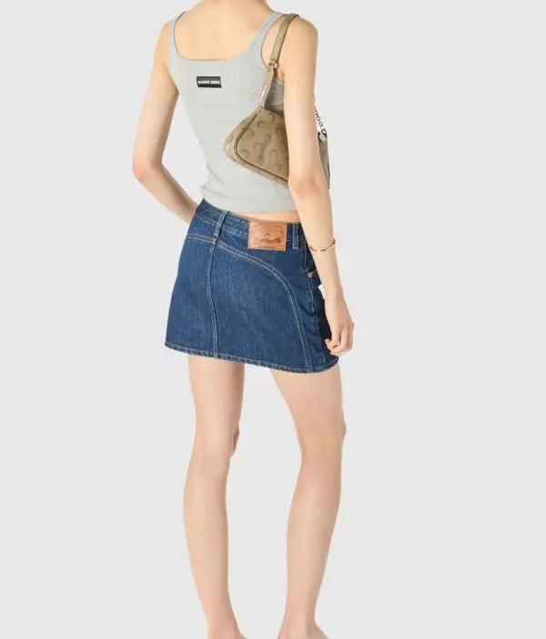 MARINE SERRE Moon Logo Ribbed Cropped Tank Top