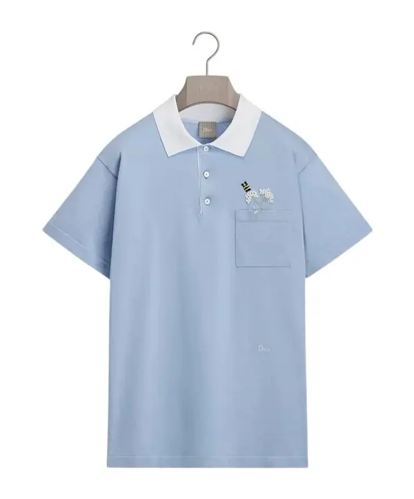 Dior Flower Bee Polo Shirt, Regular Fit - Blue