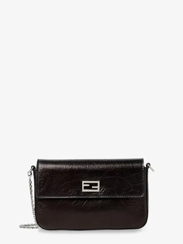 Fendi Crackled Leather Wallet On Chain Tube Crossbody Bag - Multicolor