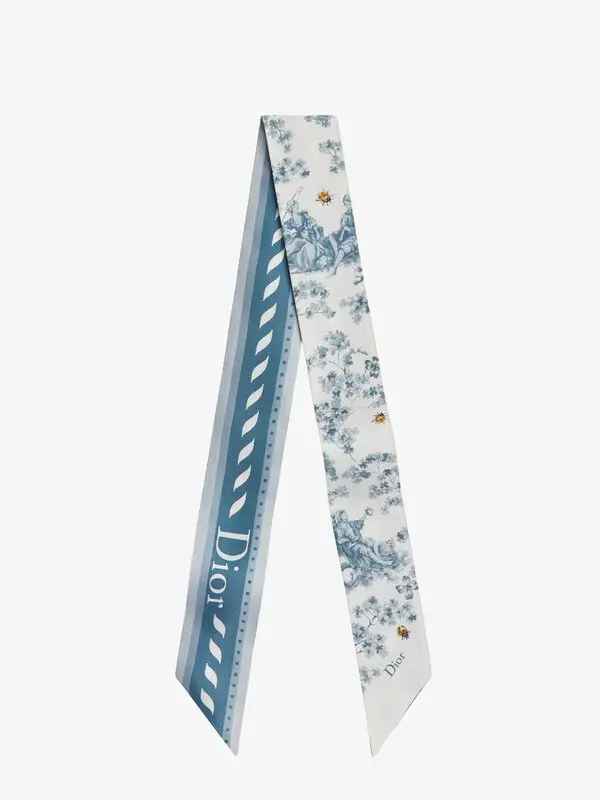 Dior Silk Scarf With Toile De Jouy Clover Print - Multicolor