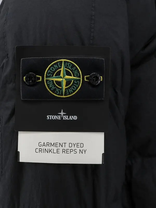 Stone Island Garment Dyed Crinkle Reps Ny Recycled Nylon Down Jacket With Side Logo Patch