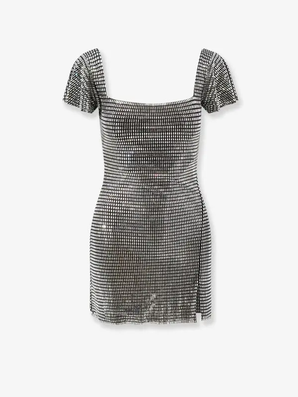 SELF-PORTRAIT Short Tulle Dress With Rhinestones - Gray