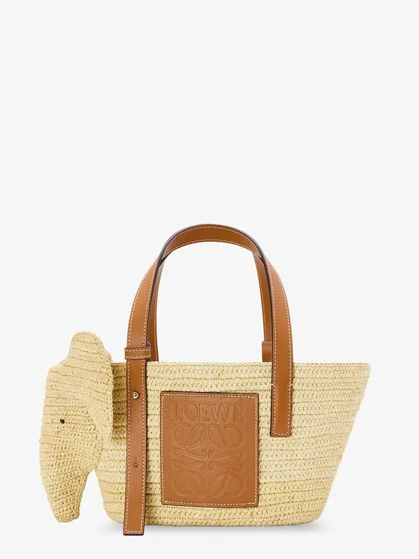 Loewe Elephan Rafia And Leather Handbag - Multicolor