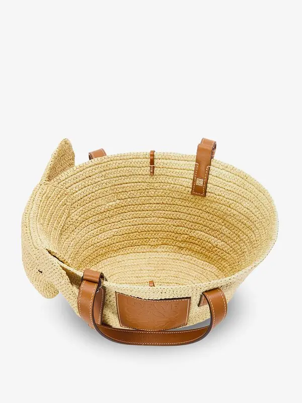 Loewe Elephan Rafia And Leather Handbag