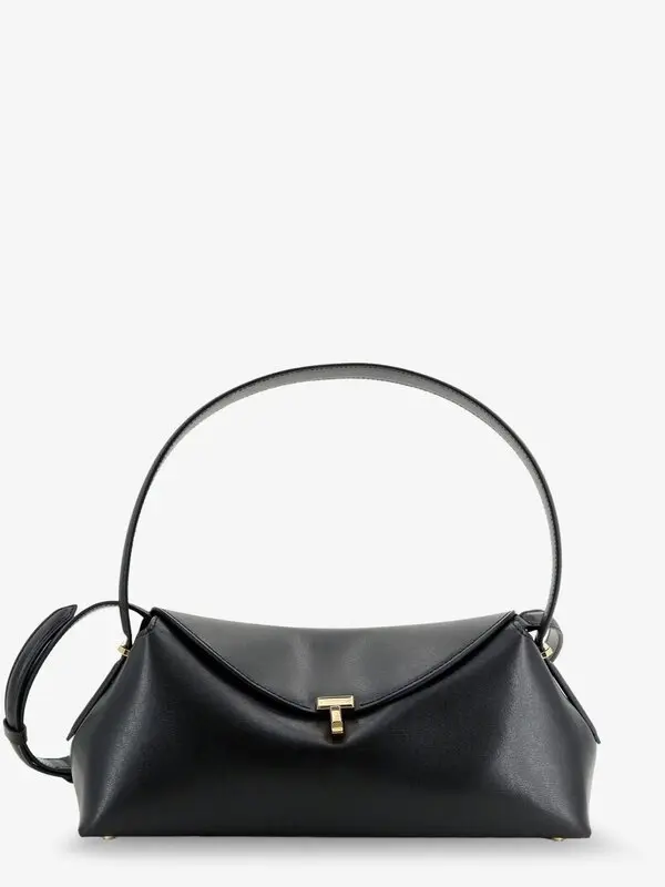 TOTEME Hammered Leather T-lock Shoulder Bag - Black