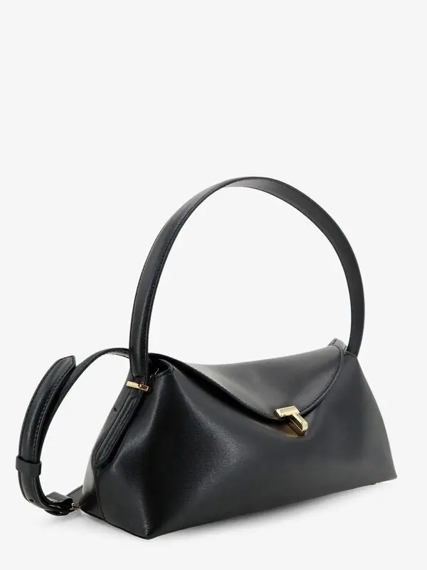 TOTEME Hammered Leather T-lock Shoulder Bag - Black