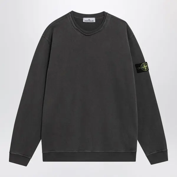 Stone Island Crewneck Sweatshirt In Slub Cotton, Grey - Gray
