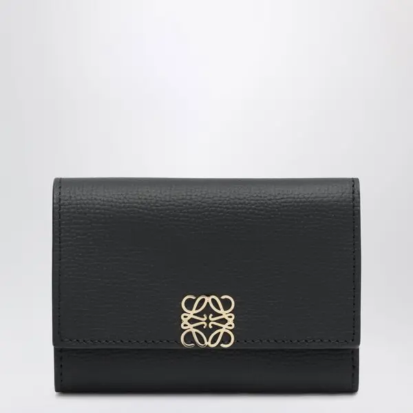 Loewe Small Anagram Wallet In Embossed Leather - Black
