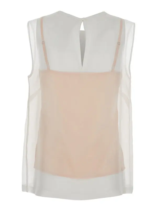P.a.r.o.s.h White Silk Blouse With Semi-transparent Design For - Multicolor
