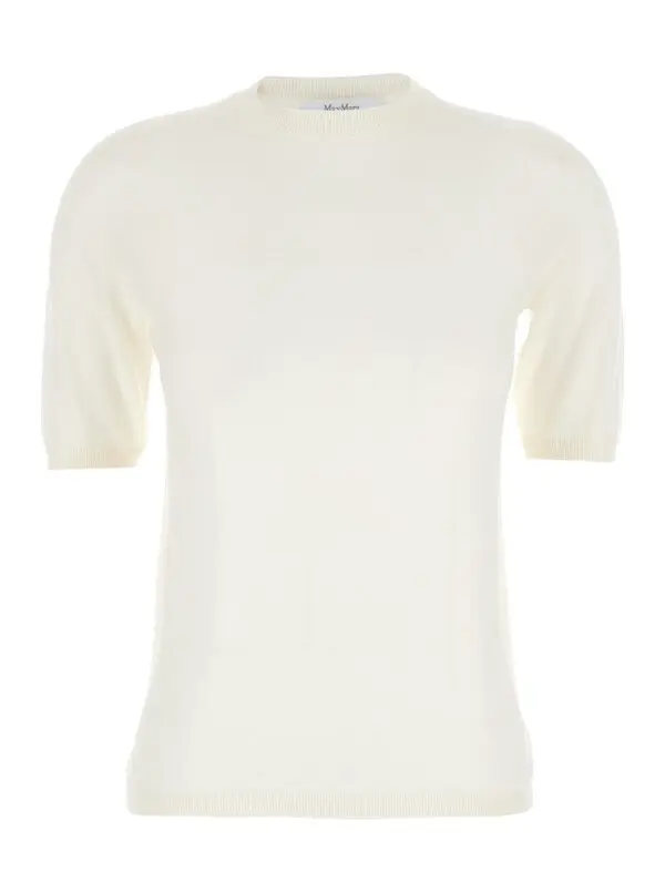 Max Mara Gerico' Crewneck Sweater With Short Sleeves In Wool - White