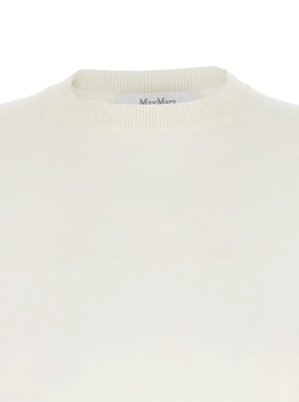 Max Mara Gerico' Crewneck Sweater With Short Sleeves In Wool - White