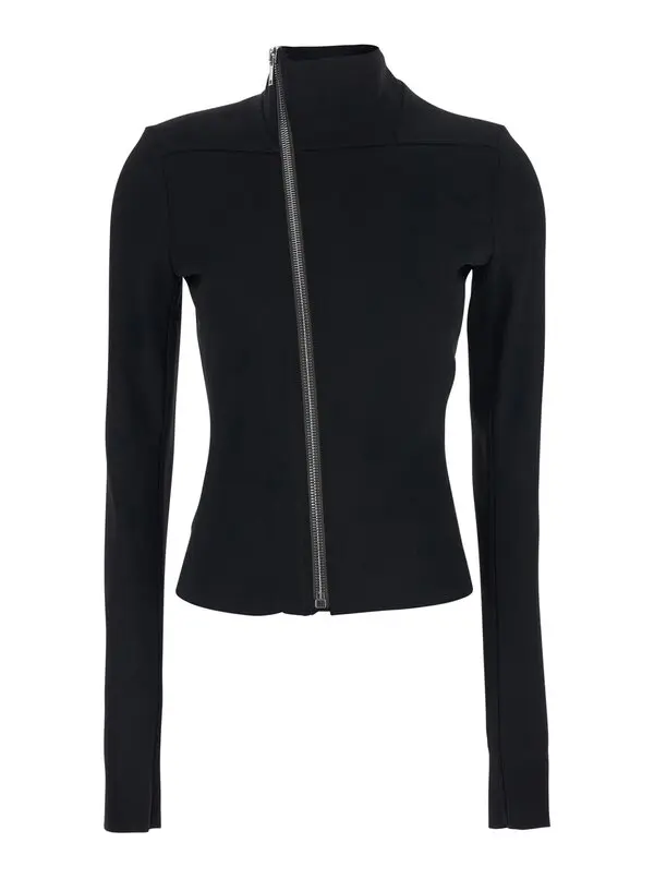 Rick Owens Gary Jacket With High Collar And Asymmetrical Zip Closure In Black Viscose Blend For - Multicolor